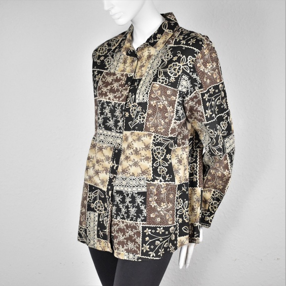 Tapestry | Tops | Vintage Floral Patchwork Pattern Blouse Xl | Poshmark